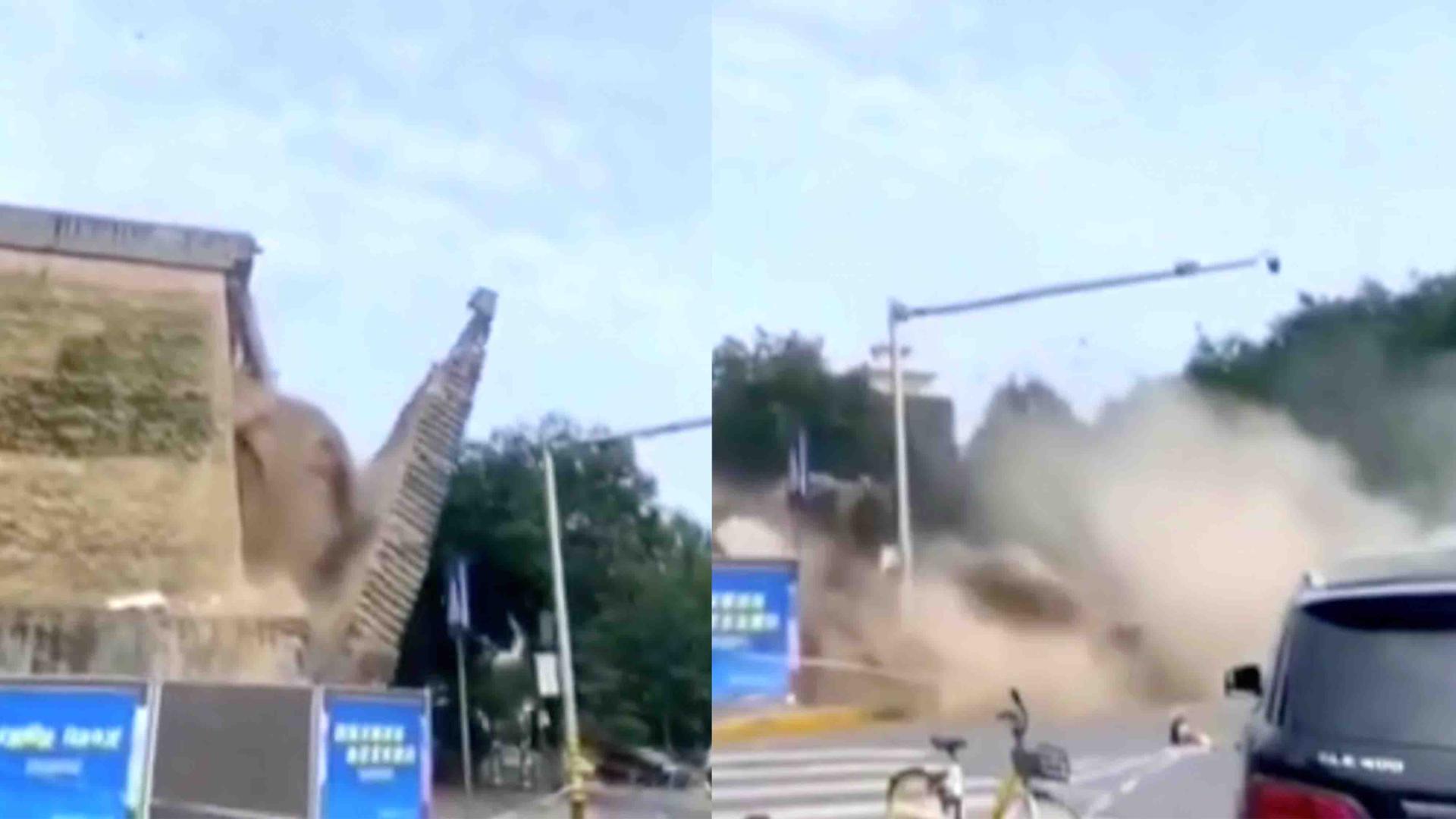 Ancient city wall collapses due to heavy rain in NW China - CGTN