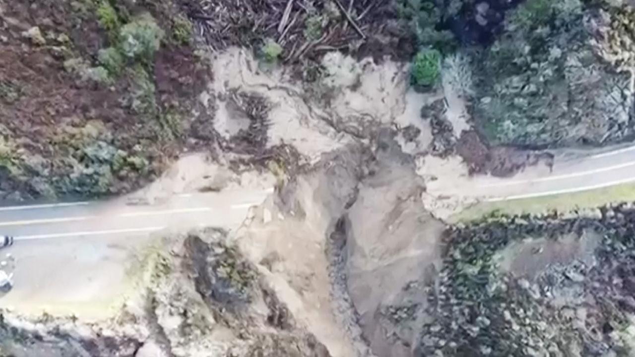 Aerials: Chunk of California's iconic Highway 1 collapses after storm ...