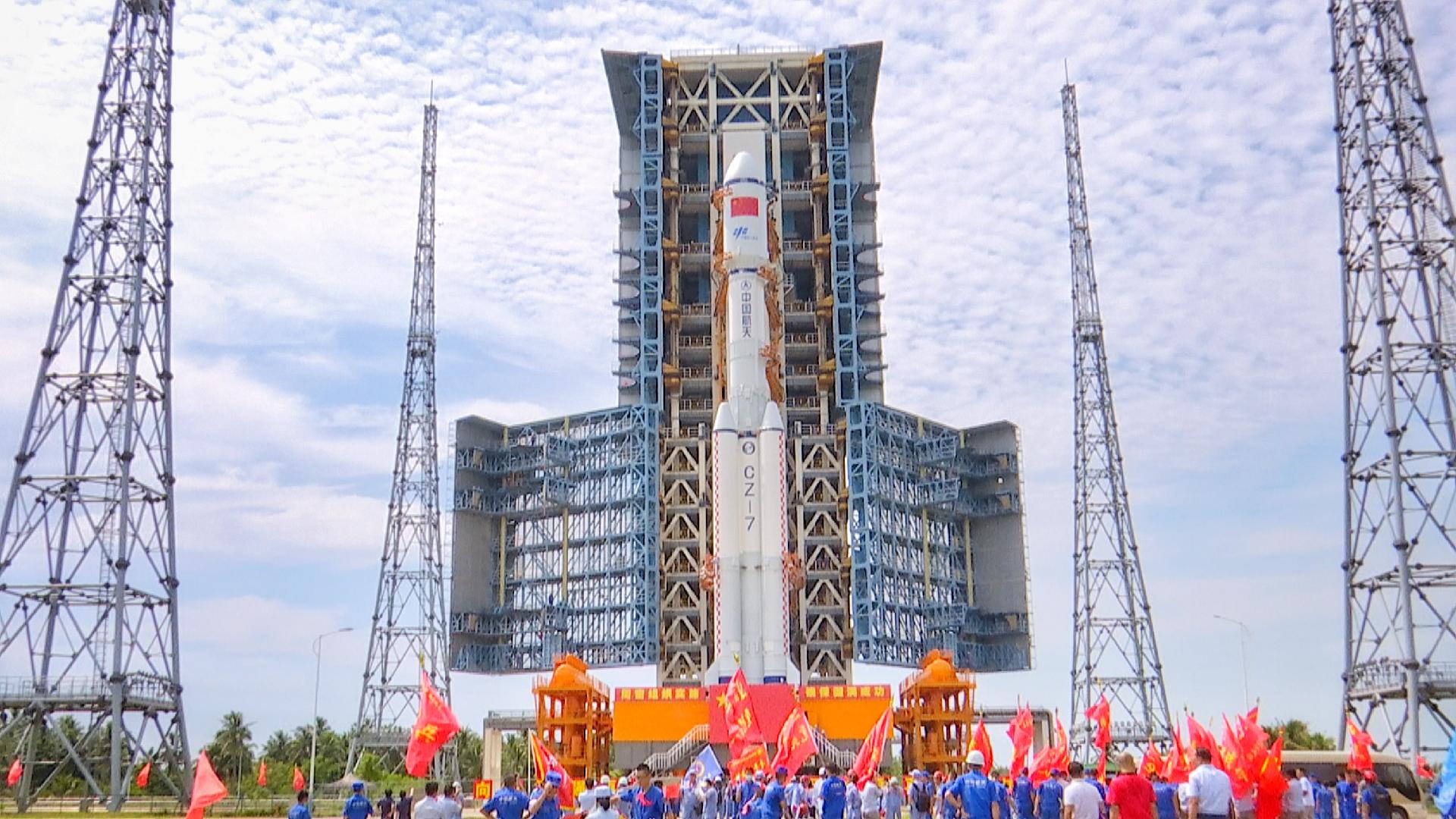 Tianzhou-3 cargo spacecraft, carrier rocket transported to launchpad - CGTN