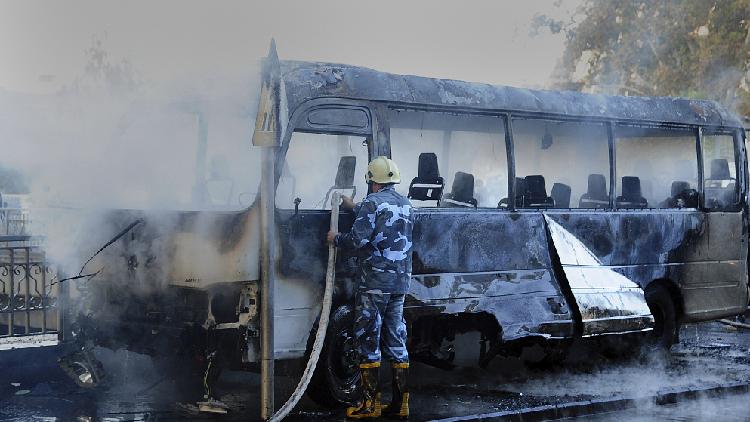 State TV: 14 people killed, 3 injured in bus explosion in Syria - CGTN