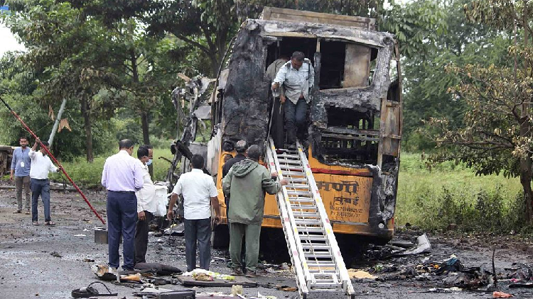 At least 12 dead, over 40 injured in bus fire in India - CGTN