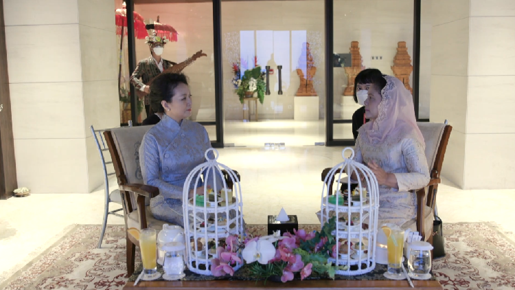 Peng Liyuan meets with Indonesian first lady Iriana Joko Widodo - CGTN
