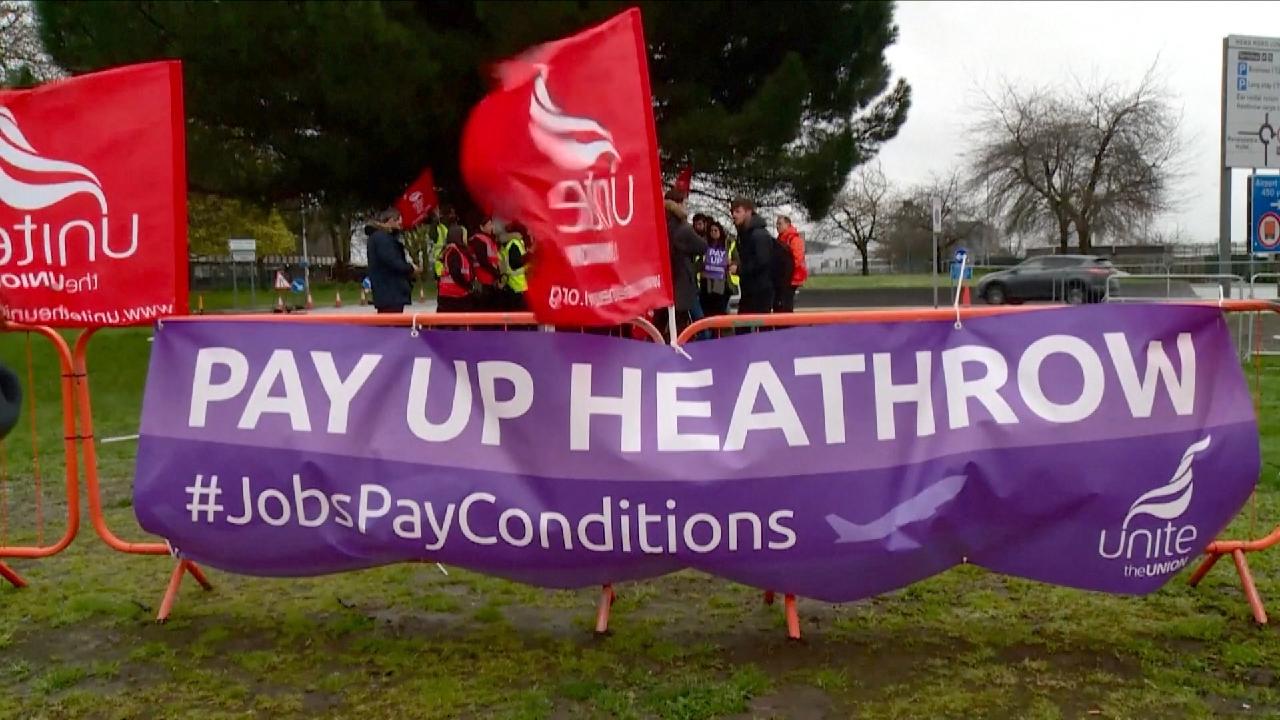 UK Heathrow Airport security staff start 10-day strike for higher pay ...