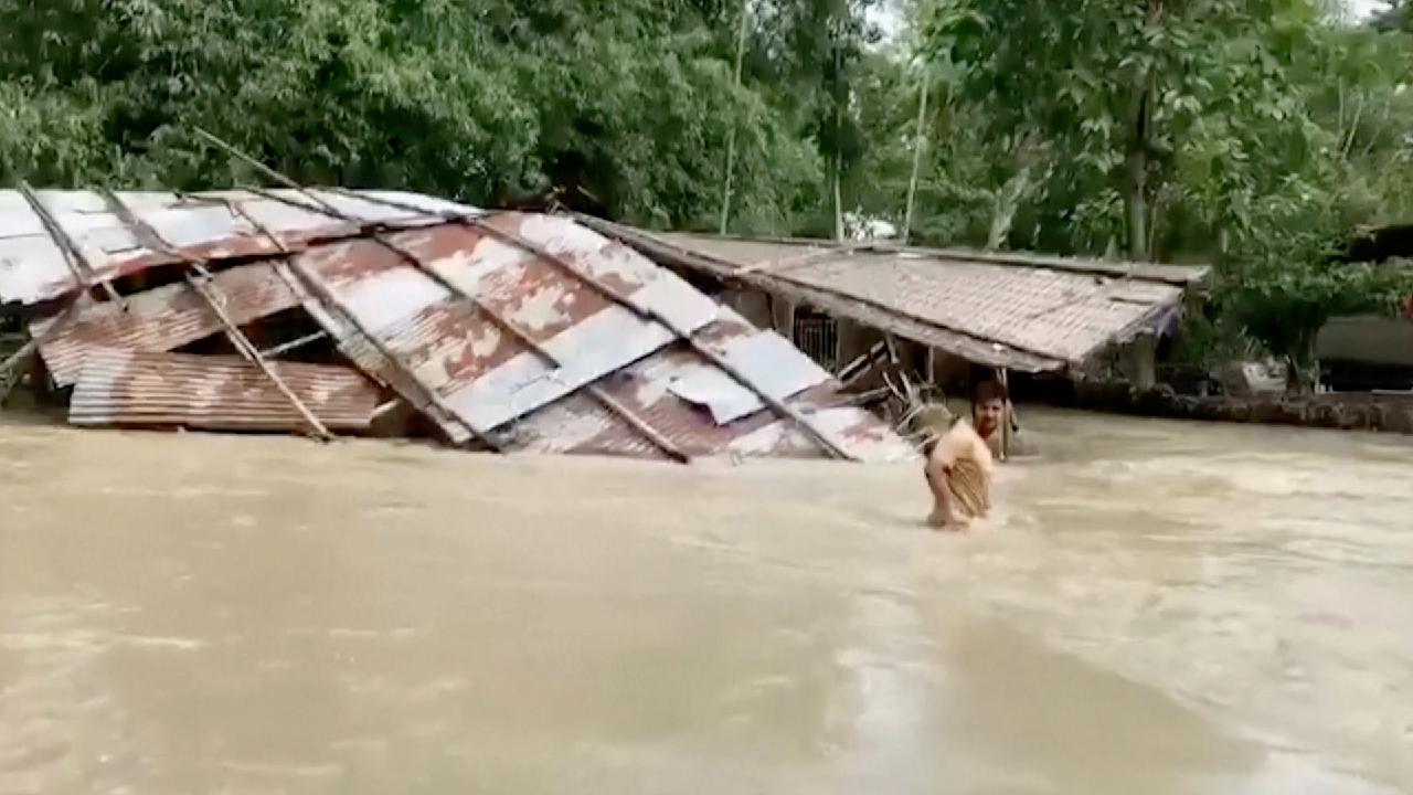 Floods in NE India as heavy monsoon rain continues - CGTN