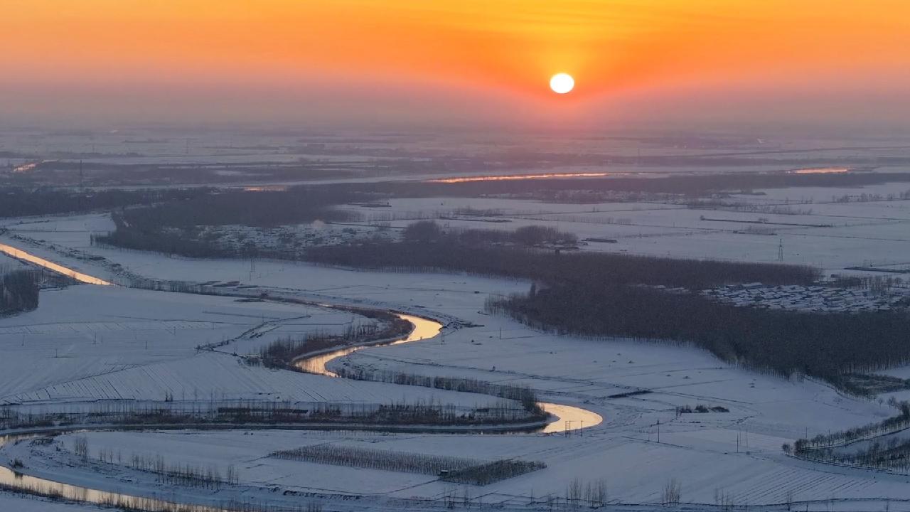 Scenery of Dezhou section of Grand Canal during winter solstice - CGTN