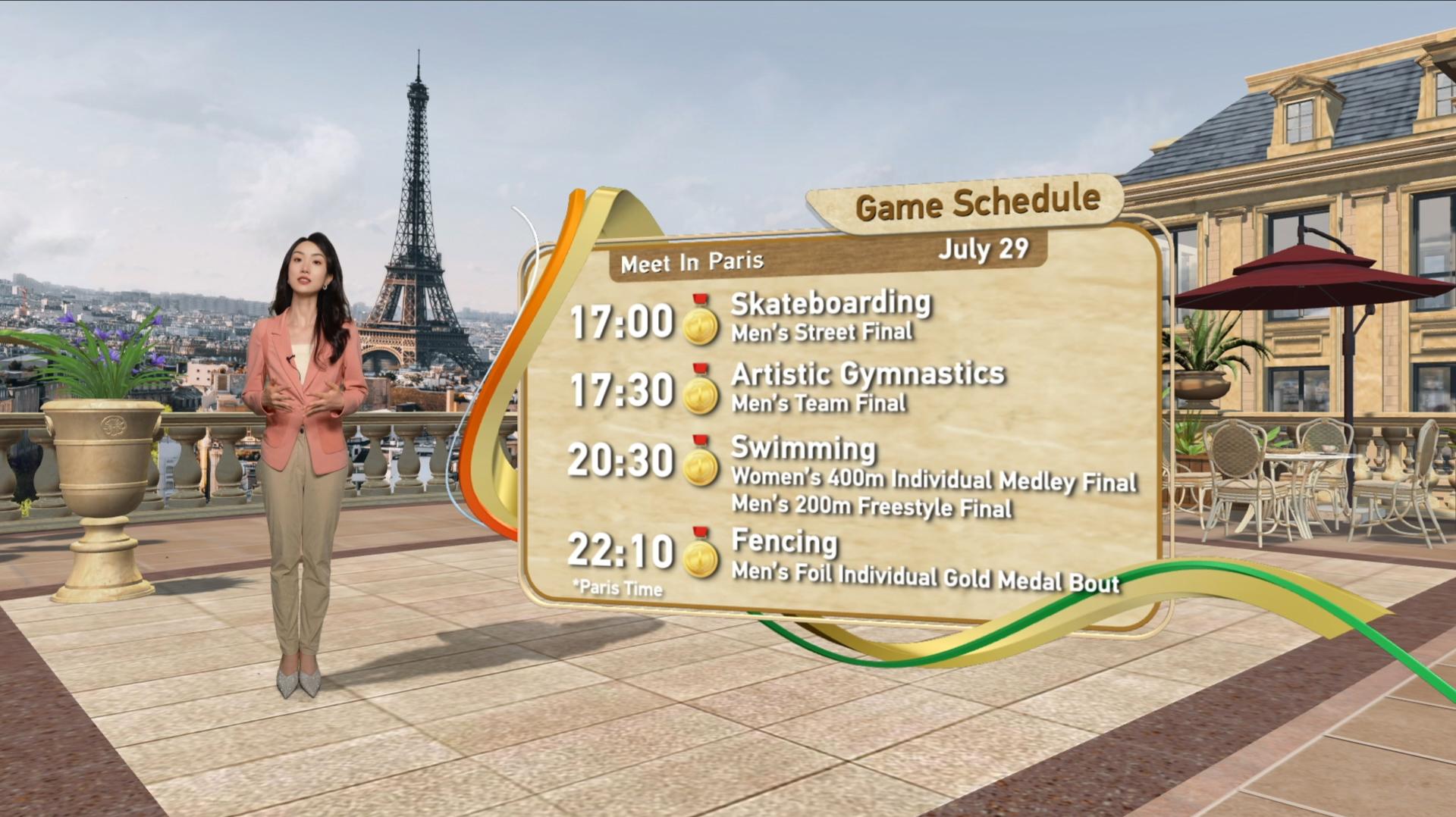 More exciting events to follow on July 29 at 2024 Paris Olympics - CGTN