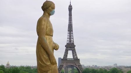 In Paris, even statues wear masks during lockdown - CGTN