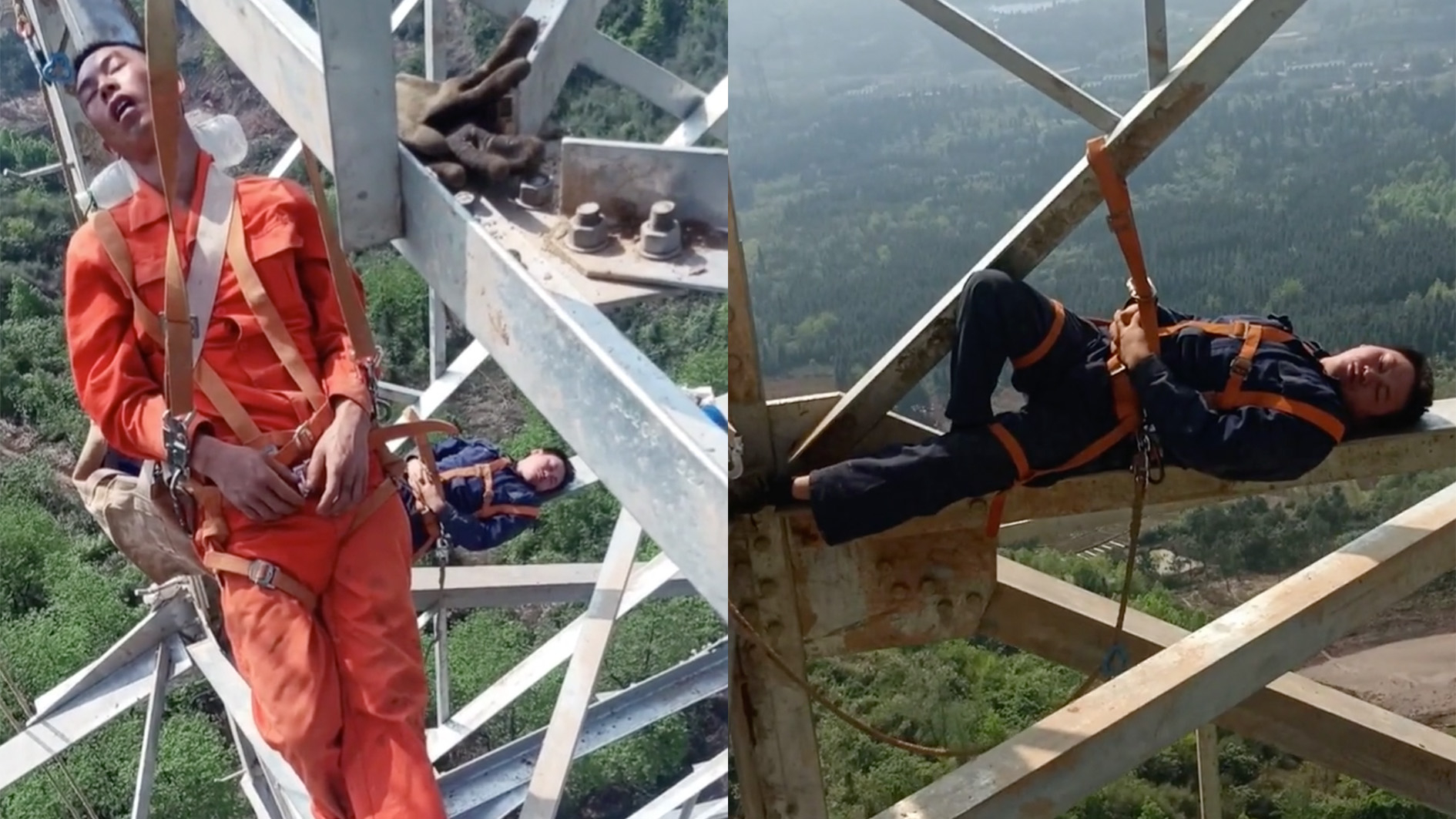 Workers Rest On 50 meter Tower While Repairing Lines CGTN Workers Rest On 50 meter Tower While Repairing Lines CGTN