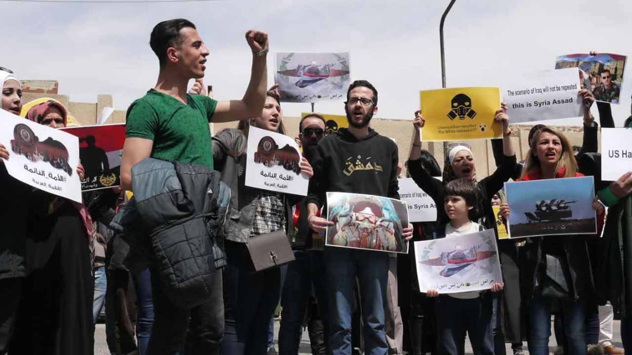 Damascus protest condemns US missile strike - CGTN